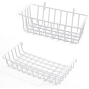 GBYAN Wire Grid Wall Shelf Baskets White Hanging Flower Pot Display Metal for Grid Panel, 2 Pack