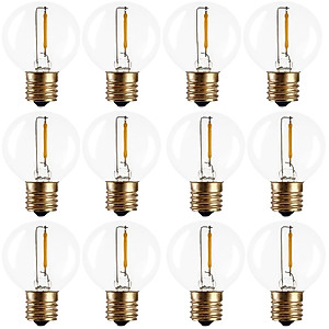 Lxcom Lighting 12 Pack 0.5W G14/G40 LED String Light Bulbs,E17 Screw Base G40 LED Edison Replacement Clear Glass Warm White 2700K Vintage LED Filament Bulb for Decorative String Light, AC120V