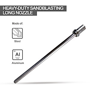 Le Lematec Sandblaster Long Nozzle Attachment, Sandblasting Nozzle Tip for Portable Sandblaster, Sandblasting Accessory for Spot Blasting