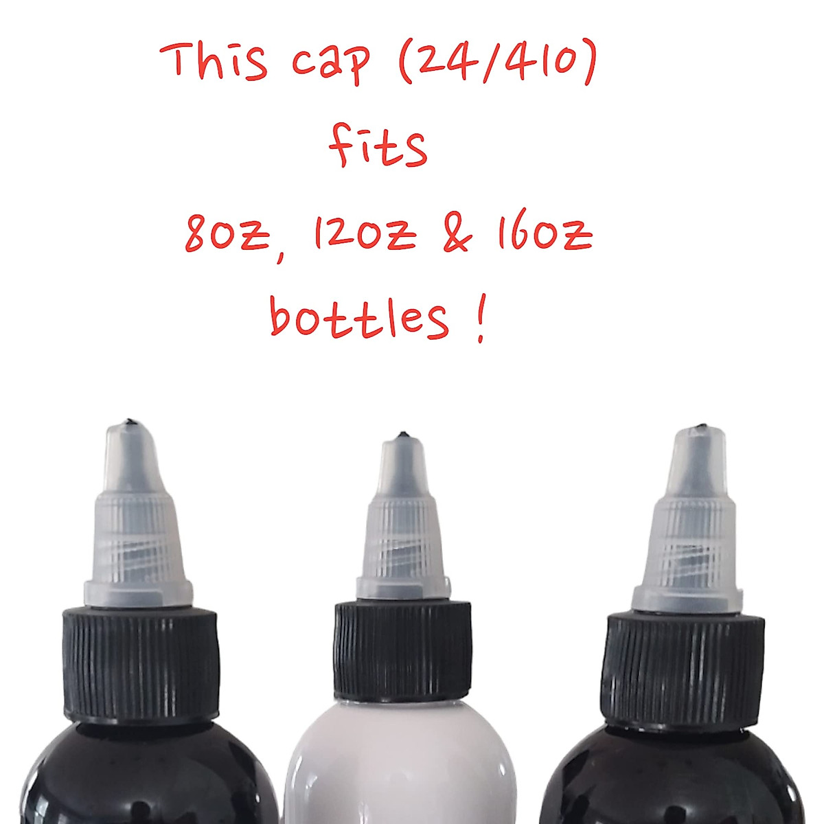 Black & Natural Plastic Twist Top Caps (24/410) with Press and Seal Liners for Squeeze Bottles Replacement Caps Cosmetic Bottles Arts and Crafts (12 Pack)