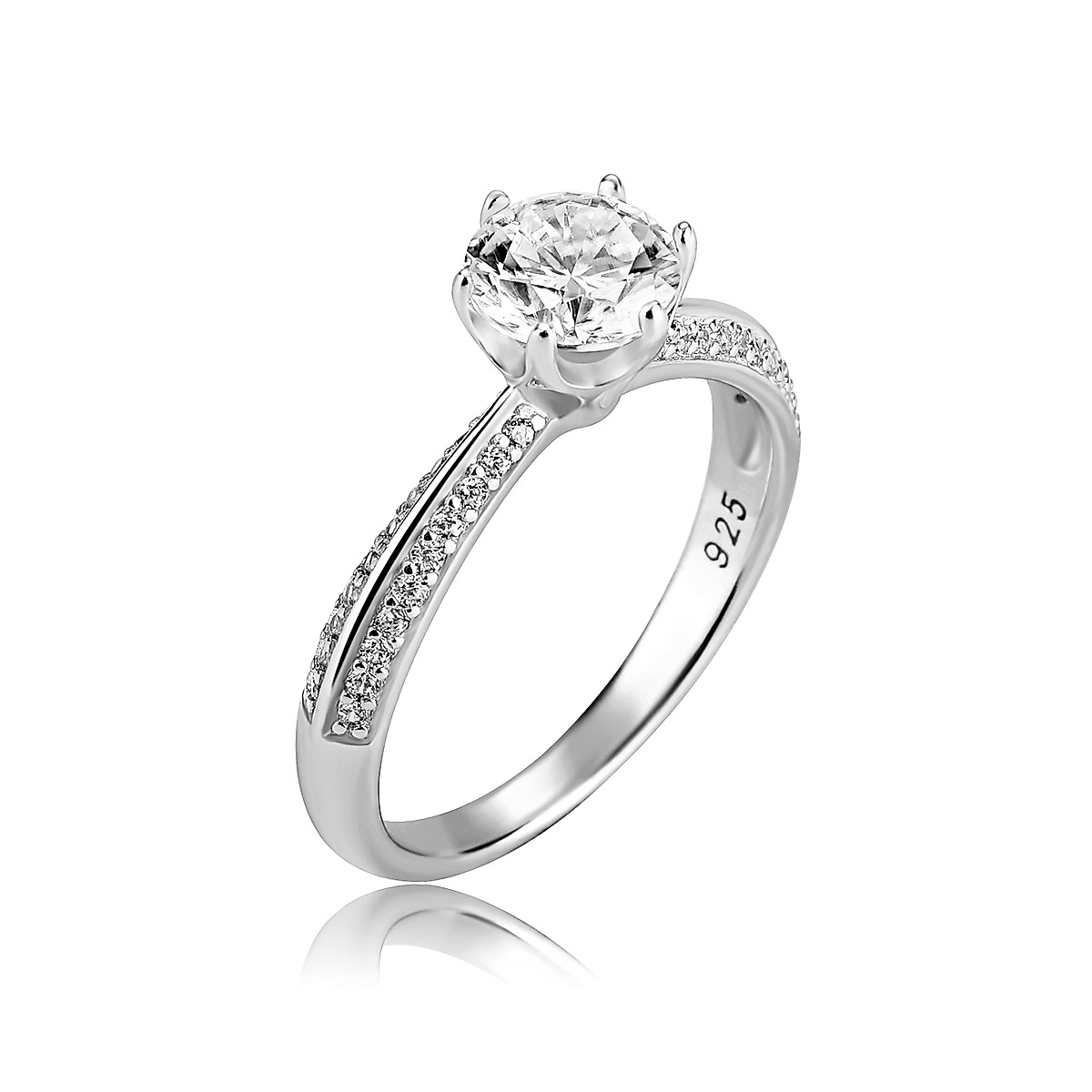 JINAO 925 Sterling Silver Engagement Rings Center 1 Carat D Color Micro pave double-row cubic zirconia Moissanite Ring Anniversary Wedding Engagement Rings Jewelry Gift for Women