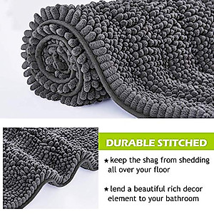 Grey Bath Rugs - Soft Large Bathroom Rugs Farmhouse Floor Cover Water Absorbent Bath Mat Shower Carpet for Toilet Door Way Kitchen Kids Baby, 60" x 24", 1 Pc