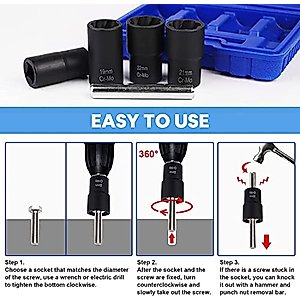 DOUARQ Twist Socket Set Lug Nut Remover Extractor Tool - 5-Piece Metric Bolt and Lug Nut Extractor Socket Tools