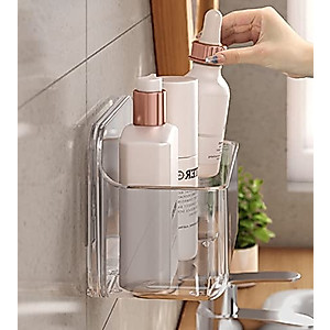 SANTREST 2 Pack Shower Caddy Drill-Free Sticky Shower Shelf Storage Basket for Shampoo & Toiletries, Kitchen Bathroom Bedroom Organizer