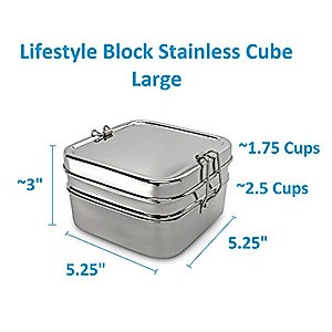 Lifestyle Block Stainless Steel Double Layer 2 Compartment Lunch Box - Compare to Eco Lunchbox