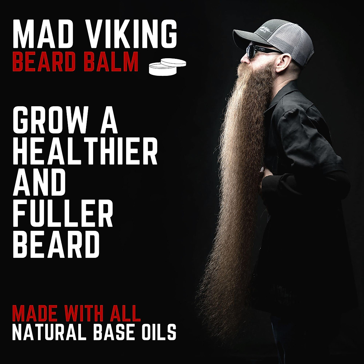 Mad Viking Beard Co. Beard Care for Men - All Natural, Handmade, Cruelty-Free, Medium to Heavy Hold, Manage Hair, Made in USA (Odin's Rök, 2oz)