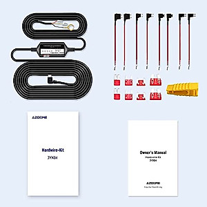 AZDOME Micro USB Port 3-Lead Acc Hardwire Kit for M300S Dash Cam, 12ft with Fuse Kit, for Dash Camera 24H Parking Monitor Mode, Converts 12V-24V to Output 5V/2.5A Max JYX04