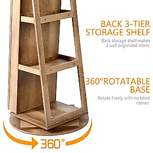 LVSOMT 360° Swivel Jewelry Cabinet with Full Length Mirror, 63" Large Jewelry Armoire Organizer, Lockable Mirror with Jewelry Storage, Floor Standing Mirror, Rear Storage Shelves