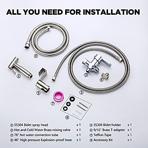 Handheld Bidet Sprayer for Toilet, Bidet Attachment for Warm Water, Hot and Cold Mixing Valve Kit, Hand Sprayer for Feminine Wash, Pet, Cloth, Diaper