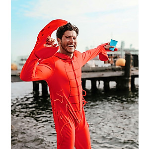 Tipsy Elves' Men's Lobster Costume - Red Sea Crustacean Halloween Jumpsuit Size Large