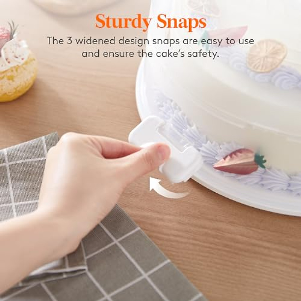 Lifewit Cake Carrier with Lid and Handle, Two Sided Cupcake Carrier Holder for 10” Cake or 9 Standard-Sized Cupcakes, Plastic Round Cake Transport Storage Container Stand for Pies and Cookies, White