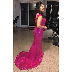 SOLOVEDRESS Women's Mermaid Sequined Formal Evening Dress for Wedding Prom Gown (US 14,Champagne)