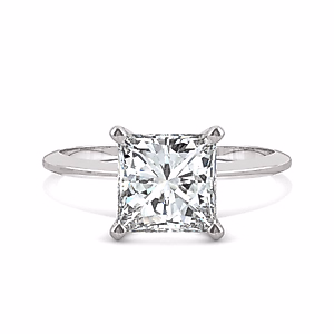 14K White Gold Moissanite by Charles & Colvard 7mm Princess Cut Engagement Ring-size 5 1.92ct DEW