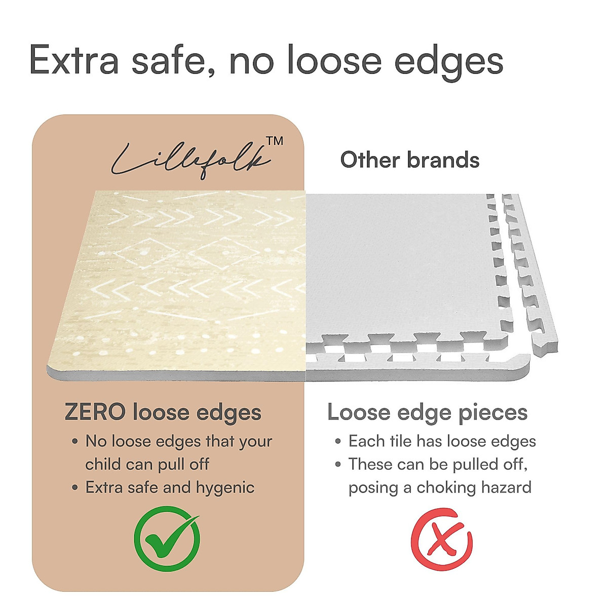 Lillefolk Premium Foam Play Mat for Baby - Large 72”x48” Non-Toxic, Soft Thick Activity Playmat for Girl or Boy; Interlocking Puzzle Tiles, Floor Mats for Infants Tummy Time, Crawling