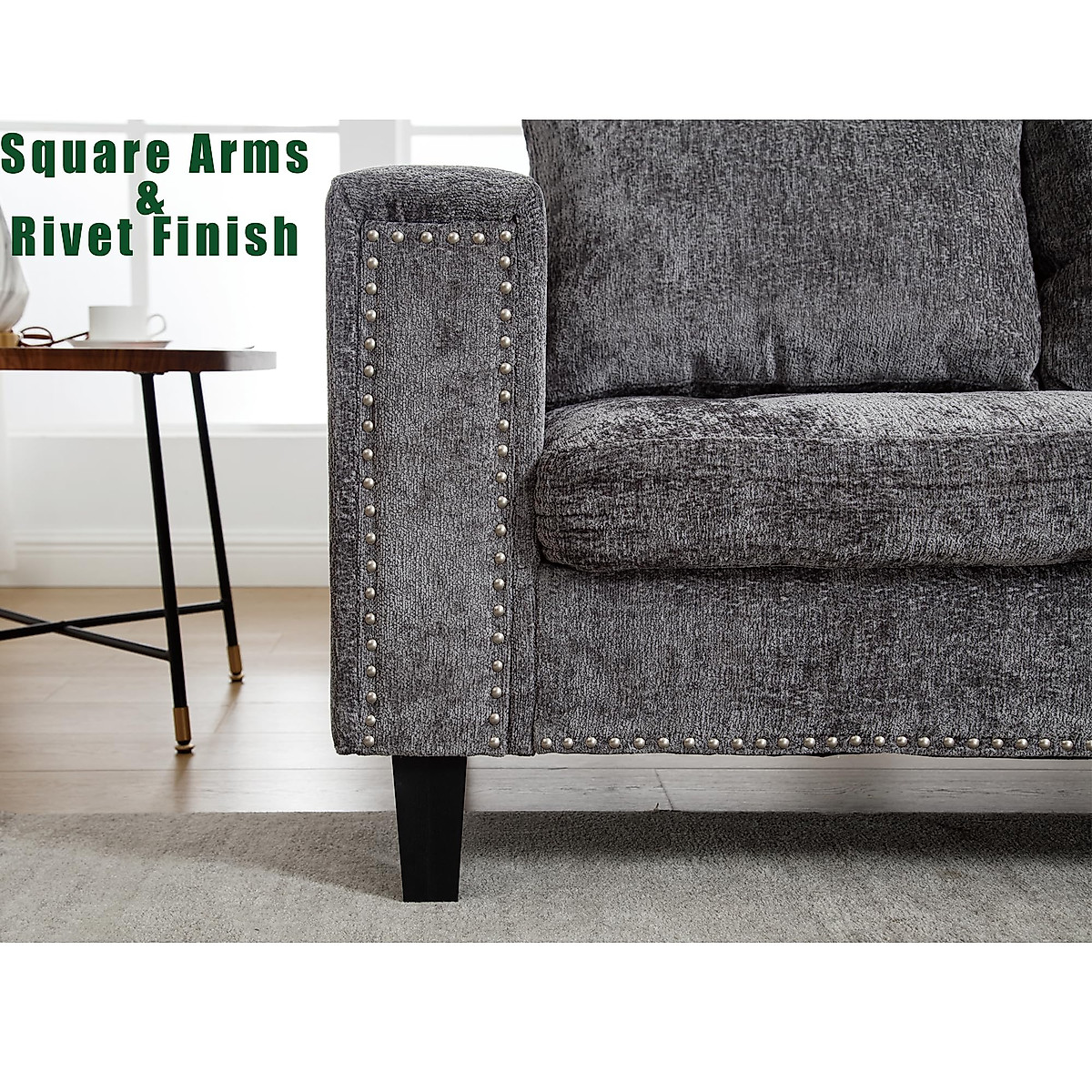 Ball & Cast 104.5" L Shaped Sectional Couch with Storage Ottoman, Chenille Upholstered 5 Seat Modular Sofa with Reversible Chaise for Living Room, Easy Assembly, Gray