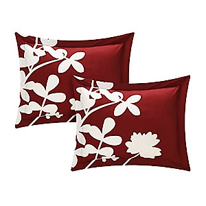 Chic Home 3 Piece Calla Lily Reverse Duvet Cover Set Queen Red