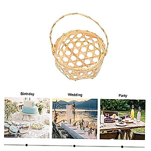 Abaodam 8 Pcs Portable Bamboo Basket Decorative Basket Kitchen Egg Basket Miniature Flower Basket Mini Picnic Basket Wicker Bread Tiny Fruit Basket Multifunction Multipurpose Basket
