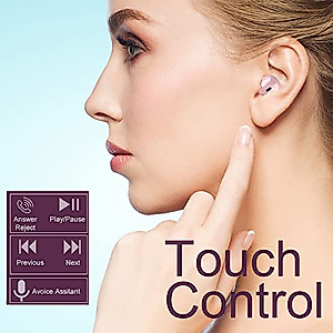 eleror Invisible Wireless Blue Tooth Earbuds Mini Earpiece Small Ear Buds Semi in-Ear Headphone Touch Control for Work, Home, Music, Audiobooks and Podcasts(Ivory)