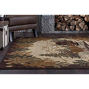 Oak Deer Brown 5x7 Area Rug Cabin for Living Room - Bedroom or DiningRoom - Lodge, Novelty Deer Syle Farmhouse Rugs & Rustic Indoor Carpet