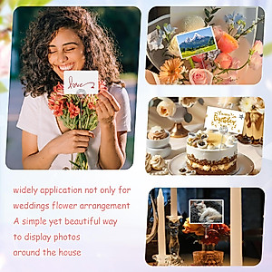 30 Pcs Round Floral Card Holder Metal Photo Memo Holder Wire Place Card Holder Craft Wire Clips Pick Stick Wire Clips for Birthday DIY Cake Topper Accessories Wedding Party (12 cm/4.7inch)