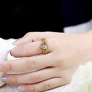Fashion Rings for Women, Gold Wedding Rings Cubic Zirconia Tiara Princess Queen Best Friend Promise Gifts Size 8