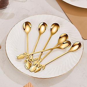 SGVRPVZ Gold Tulip/Rose Handle 12-Pcs Mini Coffee Spoons Set - 6" Stainless Steel for Espresso, Tea, Dessert - Ideal for Demitasse & Small Servings