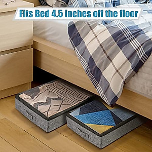 TidyCorner 2-Pack Under Bed Storage Containers, 4.5 Inches Tall Low Profile Underbed Clothes Storage Organizer Bin with Sturdy Sidewalls/Bottom, Under the Bed Storage Bags 2 Storage Thin Bins