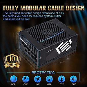 MAINGEAR Ignition Fully Modular Power Supply PC, 1200W, 80 Plus Platinum Certified, SLI Crossfire Ready, FSP1200-50AJB, 10 Year Warrenty