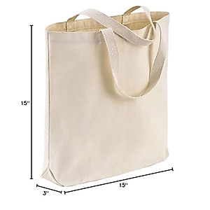 Sturdy Canvas Wholesale Tote Bags with Bottom Gusset 15"W x 16"H x 3"G Blank Totes Great for DIY Painting Printing Embroidery