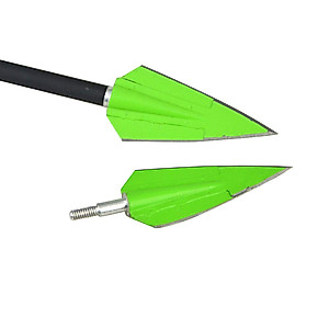 AMEYXGS 6 Pack 150 Grain Archery Hunting Broadheads 2 Blades Screw in Arrowheads for Compound Bow Crossbow Hunting and Target Practice (6pcs Green + broadheads case)