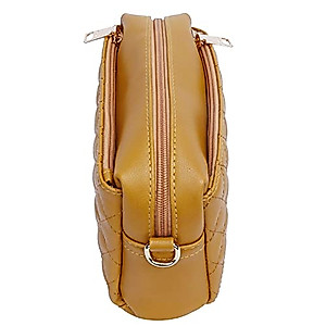 KKXIU Triple Zip Lightweight Small Crossbody Bags for Women Quilted Shoulder Purses and Handbags (2-Mustard)