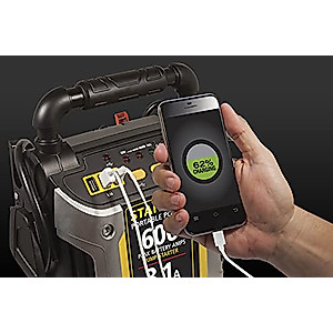 STANLEY J309 Portable Power Station Jump Starter: 600 Peak Amp Battery Booster, 3.1A USB Ports, Battery Clamps