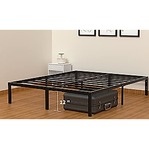 AMOBRO Full Size Bed Frame Metal 14 Inch Platform Base with Storage Heavy Duty with Steel Slats Easy Assembly Noise Free No Need Box Spring Non-Slip,Black