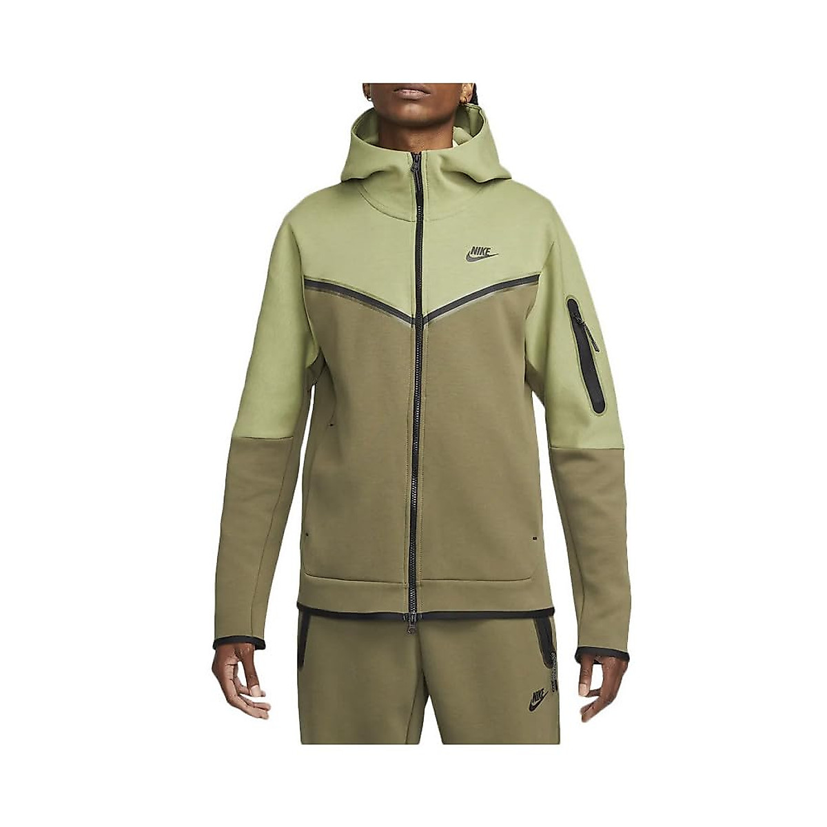Nike Sportswear Alligator/Medium Olive/Black Tech Fleece Full-Zip Hoodie - XS