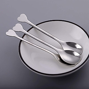 Goeielewe Mini Dessert Spoons Set of 10, Stainless Steel Demitasse Spoons Mini Espresso Coffee Spoons, Small Spoons for Dessert, Tea, Appetizer - Heart-shaped Handle, 4.5-Inch