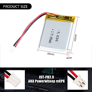AKZYTUE 3.7V 450mAh 403040 Lipo Battery Rechargeable Lithium Polymer ion Battery Pack with JST Connector