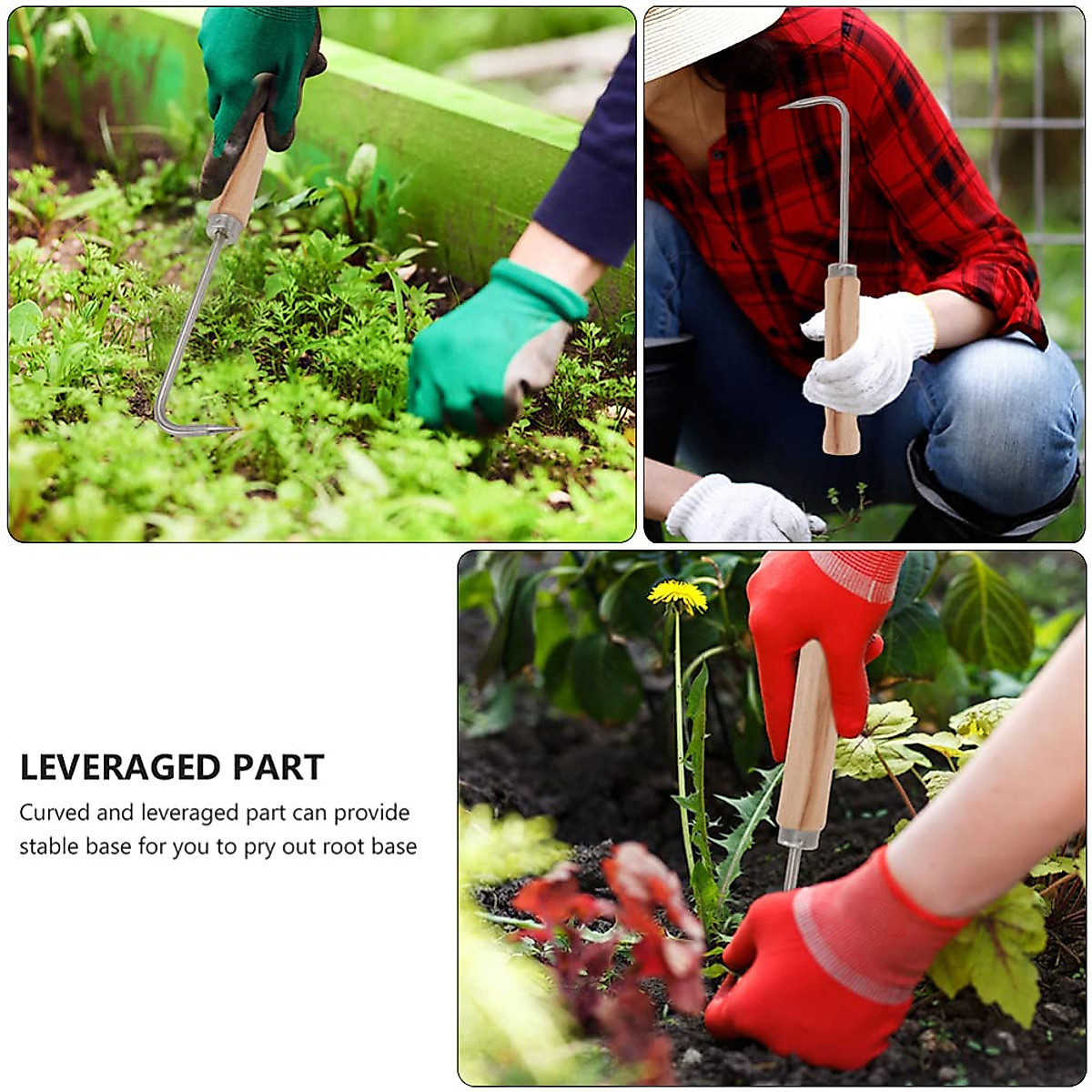 generic 2pcs Gardening Tool Single Claw Root Hook Manual Root Lifter Weeder Stainless Steel Weeds Remover Classic Weeder Garden Lawn Transplant Bonsai Tools