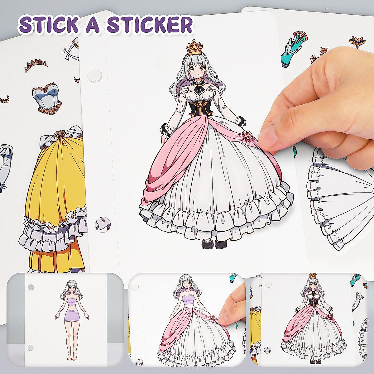 burgkidz Childhood Infinite Dream Hand-Painted, 4 in 1 Puzzle Poke Water Coloring Book with Stickers, Watercolor Painting, Poking, Creative Puzzle Puncture for Toddlers (Pink-2)