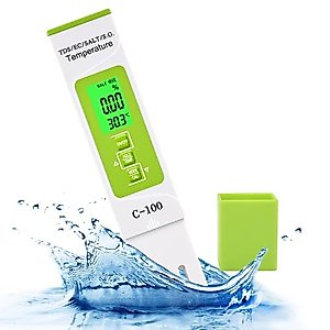 Watris Veiyi Pool Salt Tester, 5 in 1 Salinity/Temp/EC/S.G/TDS Meter, Digital Pool Water Tester, High Accuracy Salinity Meter for Swimming Pool, Aquarium, Saltwater