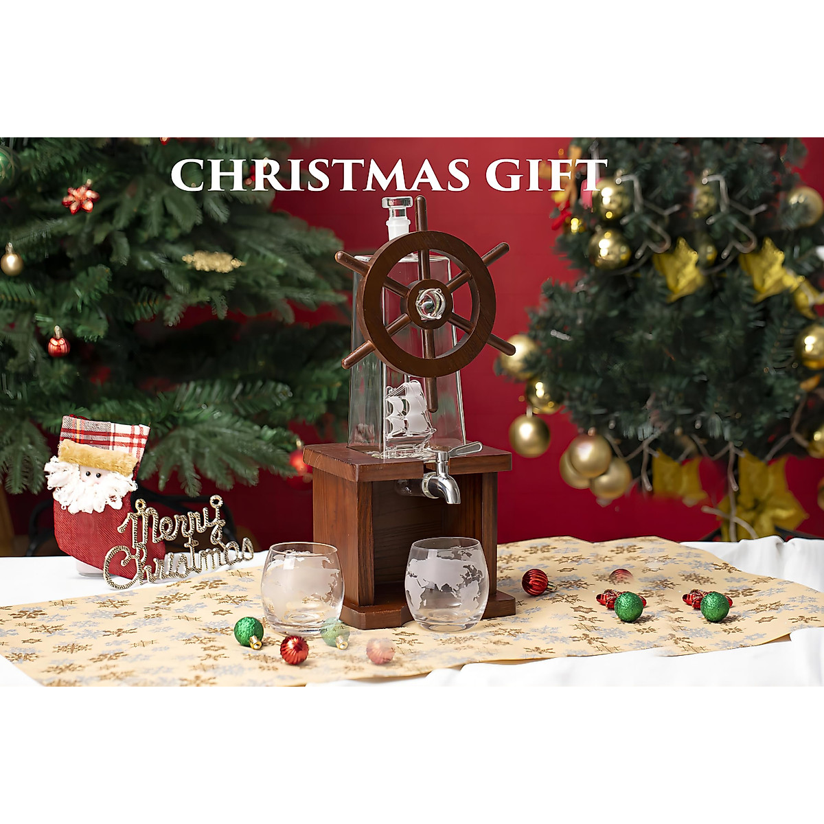 Jillmo Whiskey Decanter, 1250ml Whiskey Decanter Set with 2 Globe Glasses