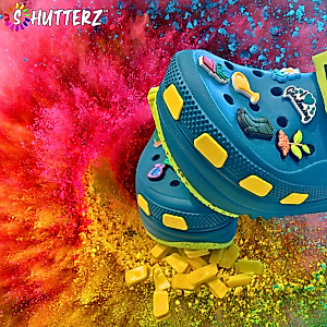 SHUTTERZ (BLACK 14 Pack Colored Charms, Compatible with Classic Crocs, Functional Charms for Girls, Boys, Kids, Teens, Men, Women