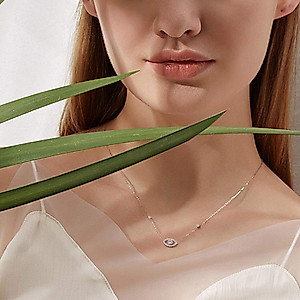 FANCIME Sterling Silver Evil Eye Necklace Cubic Zirconia Pendant Necklace Yom Kippur Lucky Fine Jewelry for Women 16 + 2 inch Extender