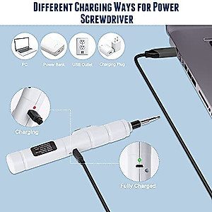 QYBEEDE Cordless Electric Screwdriver, 3.6V Mini Home Screwdriver Set Precision Bits with Screw Accessories Portable Magnetic Repair Tool Rechargeable Power Screwdriver for Phone Watch Camera Laptop