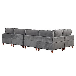 ERYE Oversized Modular Sectional Sofa Couch with Movable Ottoman Can be Freely Combined into Sofabed,L-Shaped & U-Shaped,Low Back Corner Sectional&Couch for Home Apartment Living Room