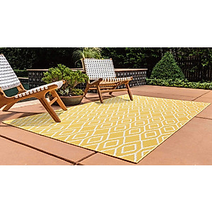 Jill Zarin Outdoor Collection Area Rug - Turks and Caicos (5' 3" x 8' Rectangle Yellow Ivory/Ivory)