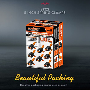 HORUSDY 8-Pack Spring Clamps Heavy Duty, 5-inch Large Plastic Clamps for Crafts with 2-3/8Inch Jaw Opening for DIY, Gluing, Clamping and Securing