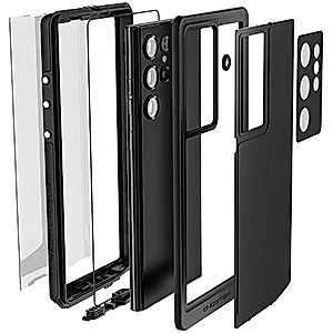 Ghostek NAUTICAL Slim Waterproof Case for Galaxy S22 Ultra 5G - Heavy Duty Shockproof Protection, Built-In Screen & Camera Lens Protector (Black)