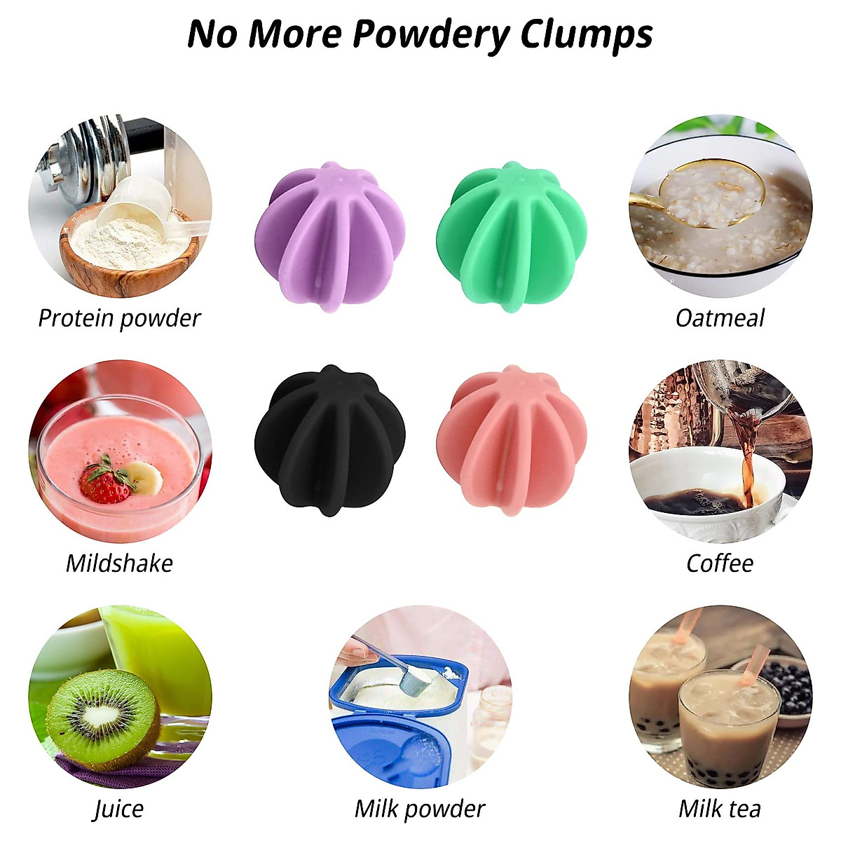 Shaker Balls Shaker Bottle Ball Replacement Milkshake Protein Powder Whisk Ball for Shaker Cup Bottle (4 Pcs Mixed Color Plastic)