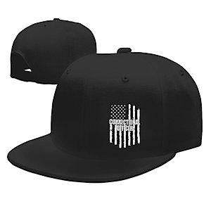 wikjxiz Corrections Officer Hat Flat Bill Baseball Cap Hip Hop Style Flat Visor Hats Adjustable Fashion Black Cap Unisex