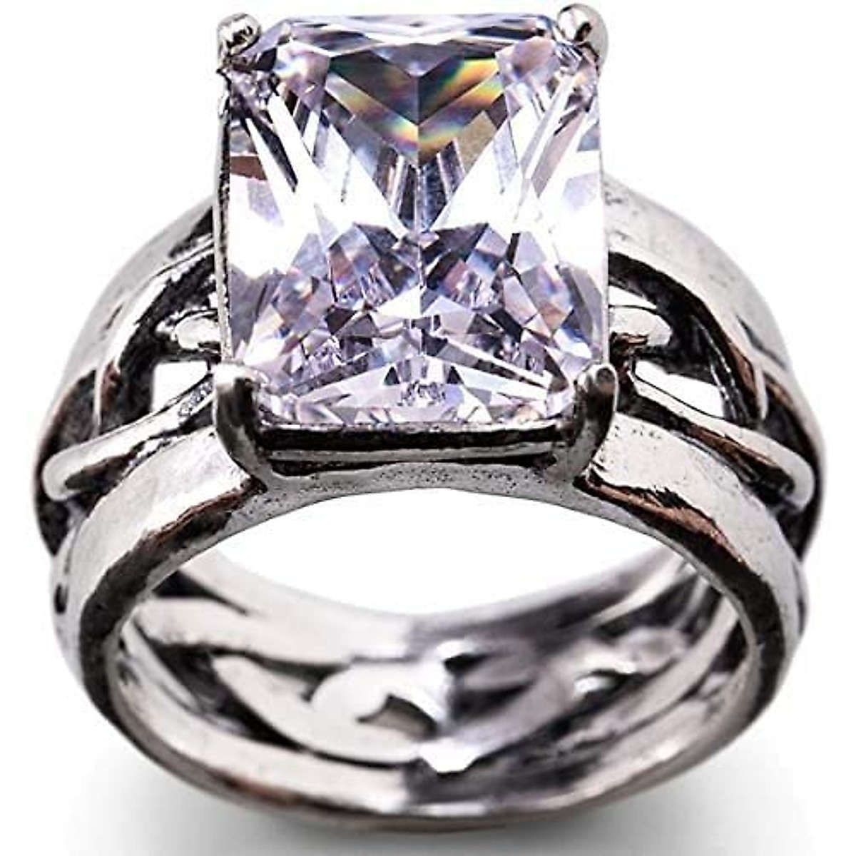 Joolala Cubic zirconia Sterling Silver Women's Ring - 925 Silver Ring for Woman - Faceted Cubic zirconia Cut, Prongs Setting, Anniversary Engagement Ring (9)